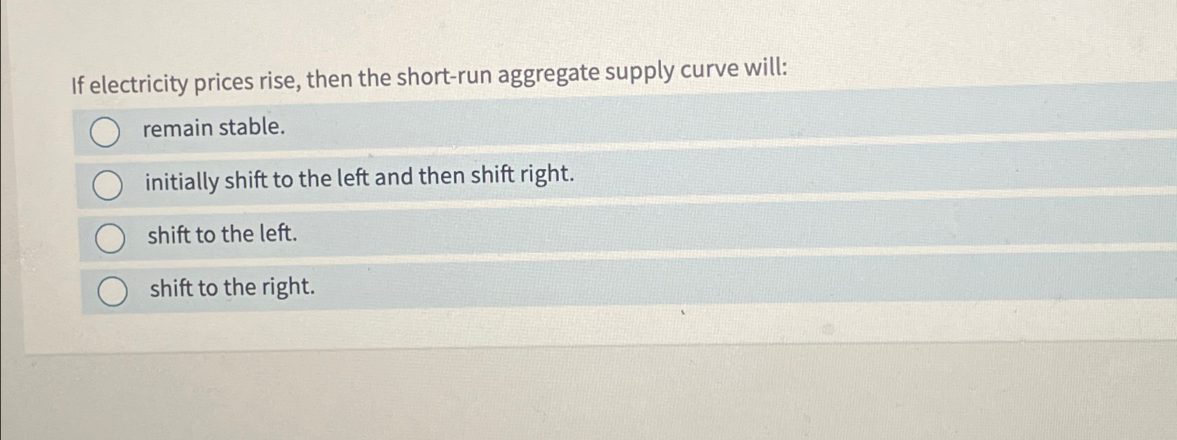 Solved If electricity prices rise, then the short-run | Chegg.com