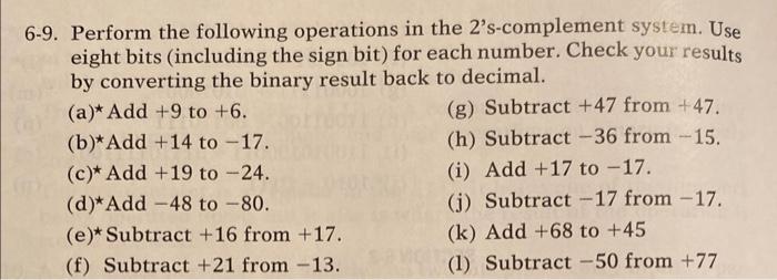 Solved 6 9 Perform The Following Operations In The