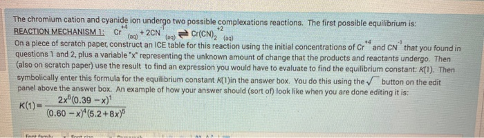 The chromium cation and cyanide ion undergo two | Chegg.com