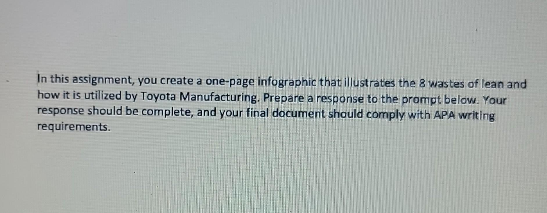 Solved In this assignment, you create a one-page infographic | Chegg.com