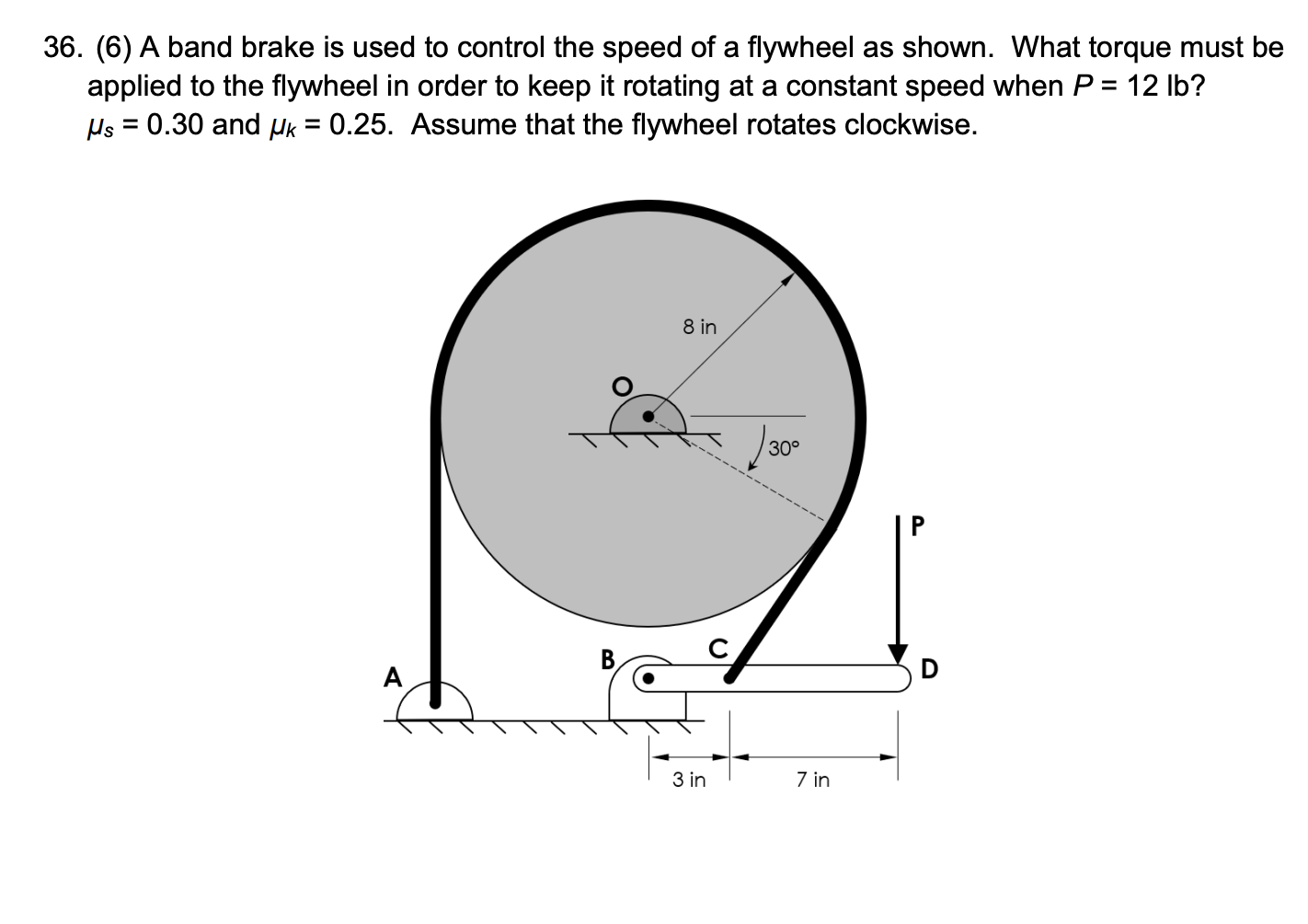 Solved (6) ﻿A band brake is used to control the speed of a | Chegg.com