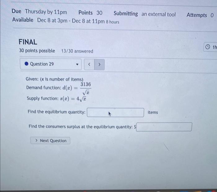 Solved Due Thursday by 11pm Points 30 Submitting an external | Chegg.com
