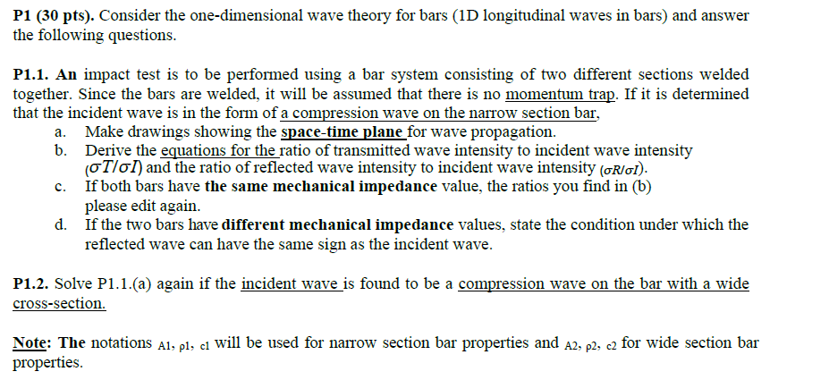 Solved P1 (30 ﻿pts). ﻿Consider the one-dimensional wave | Chegg.com