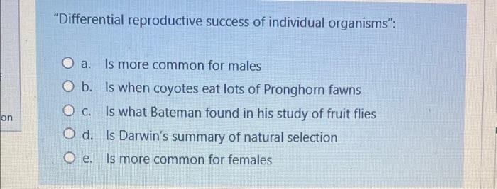 Solved "Differential reproductive success of individual | Chegg.com