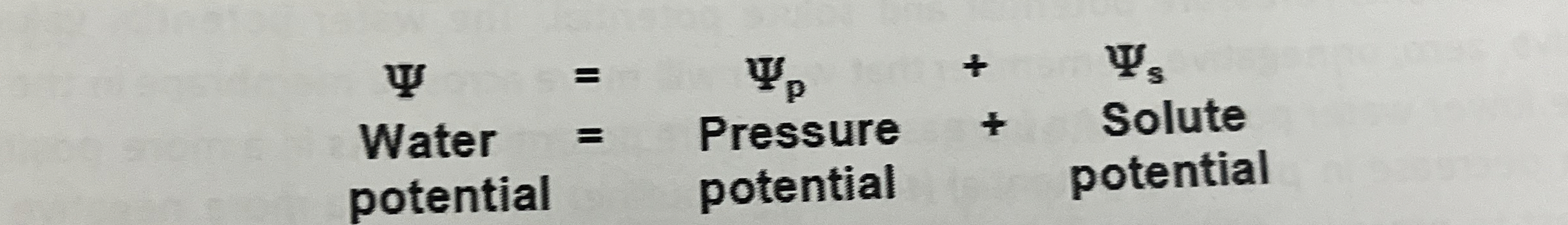 Solved Ψ,=Ψp+Ψs ﻿Water = ﻿Pressure + ﻿Solute ﻿potential | Chegg.com