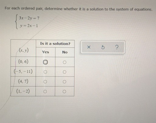 Solved For each ordered pair, determine whether it is a | Chegg.com