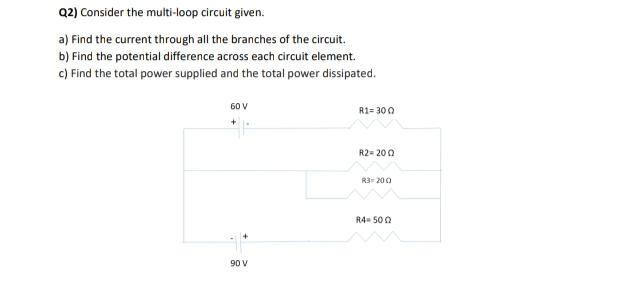 Solved Q2) Consider the multi-loop circuit given. a) Find | Chegg.com