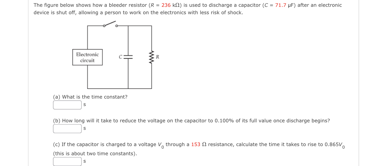 Solved The figure below shows how a bleeder resistor | Chegg.com