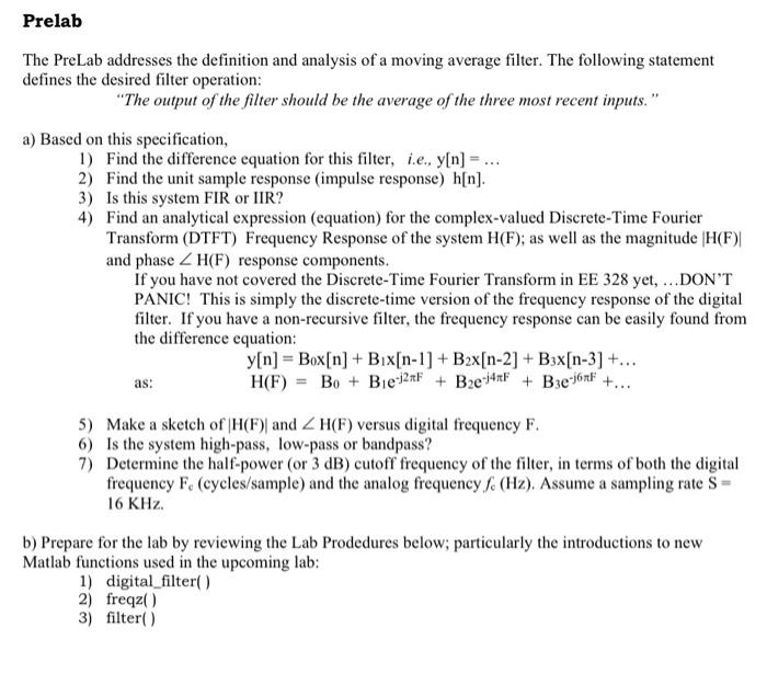 Solved Prelab The PreLab addresses the definition and | Chegg.com