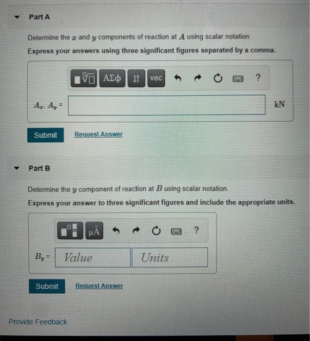 Solved Determine the x and y components of reaction at A | Chegg.com