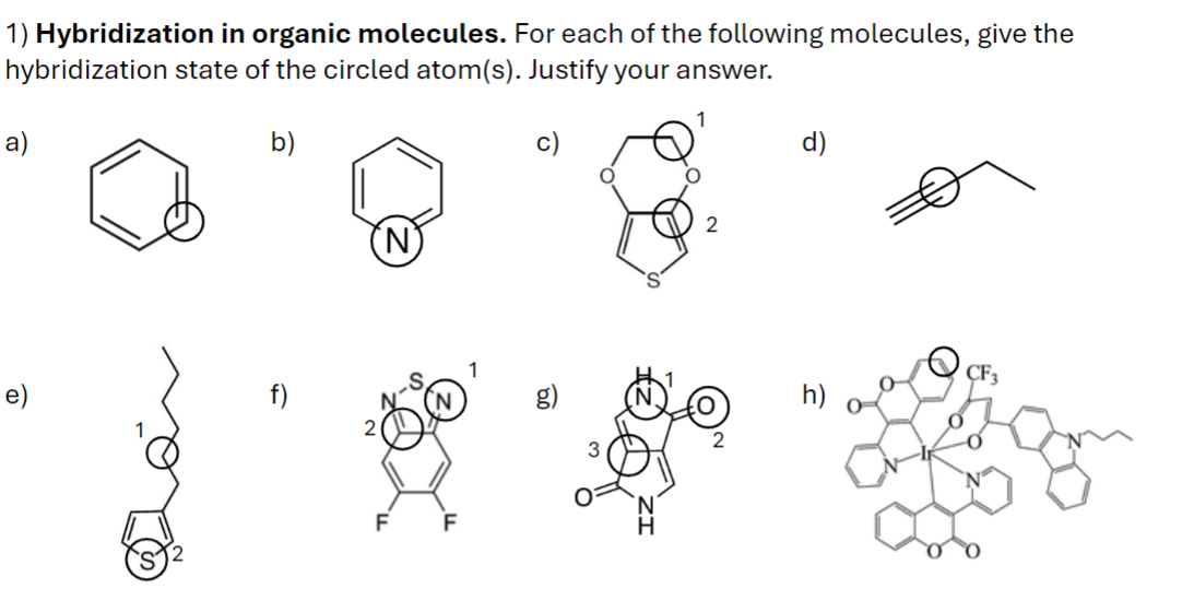 Solved Hybridization in organic molecules. For each of the | Chegg.com