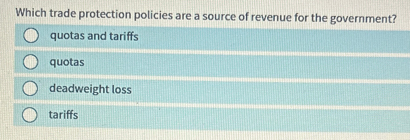 Solved Which trade protection policies are a source of | Chegg.com