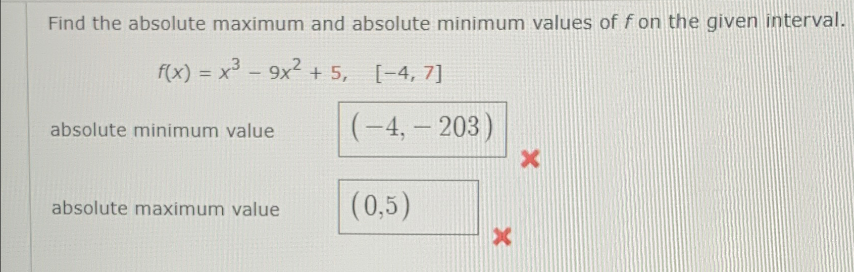 Solved Find the absolute maximum and absolute minimum values | Chegg.com