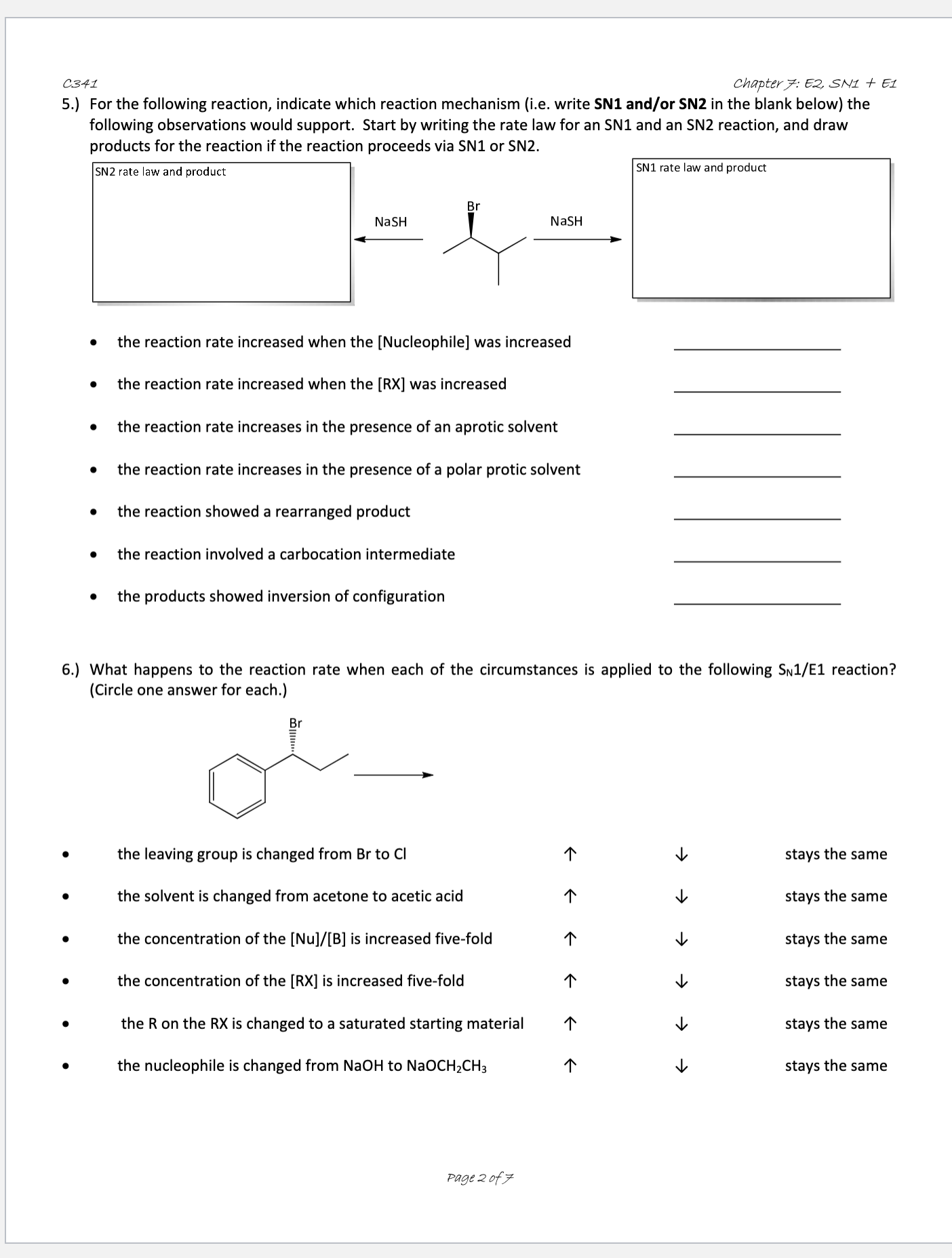 Solved 5.) ﻿For the following reaction, indicate which | Chegg.com