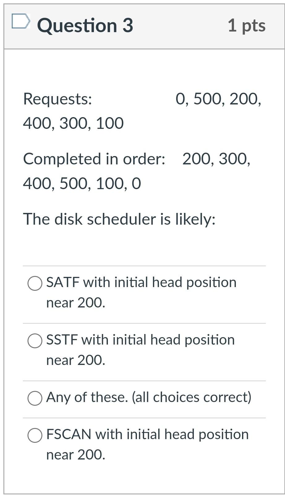 Solved Question 2 1 pts Requests: 0,500,200,400,300, 100 | Chegg.com