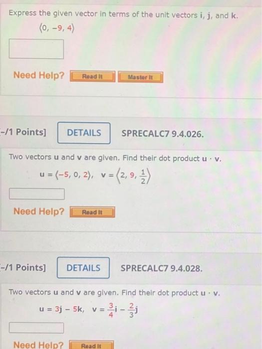 Solved Express the given vector in terms of the unit vectors | Chegg.com