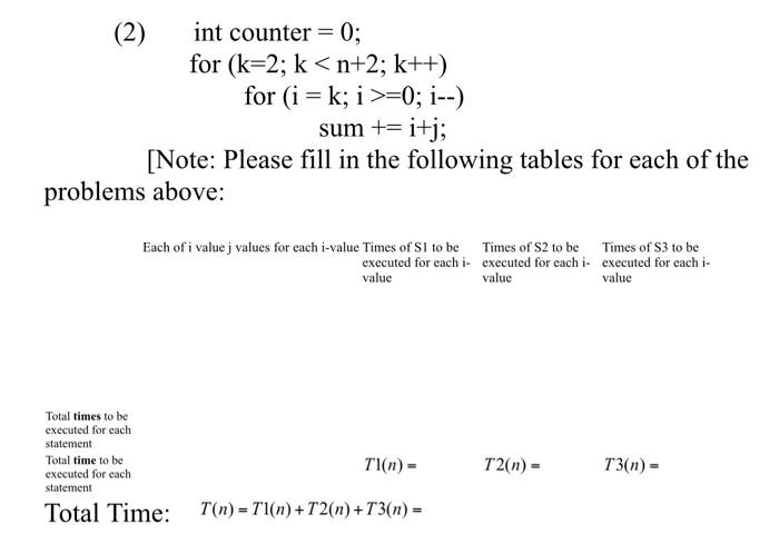 Solved S1 is the first for loopS2 is the second for loopS3 | Chegg.com
