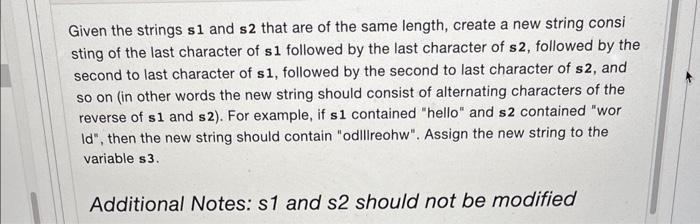 Solved Given The Strings S1 And S2 That Are Of The Same 6537