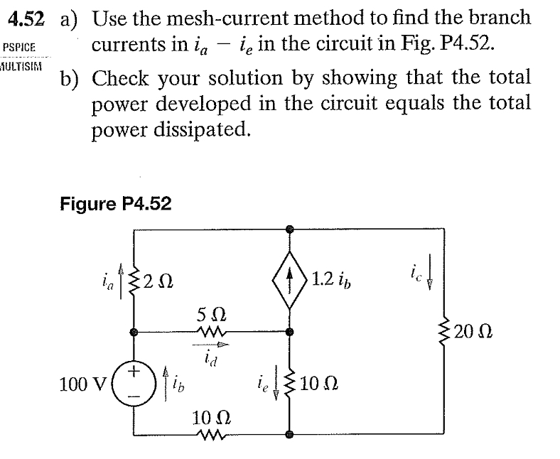 Solved 4.52 aia-ie in ﻿the circuit in ﻿Fig. P4.52.bP4.52 | Chegg.com