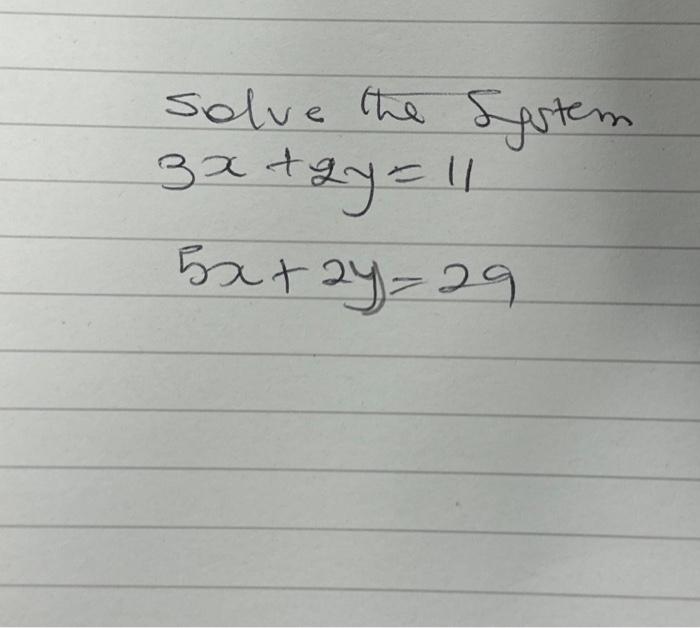 Solved 3x+2y=115x+2y=29 | Chegg.com