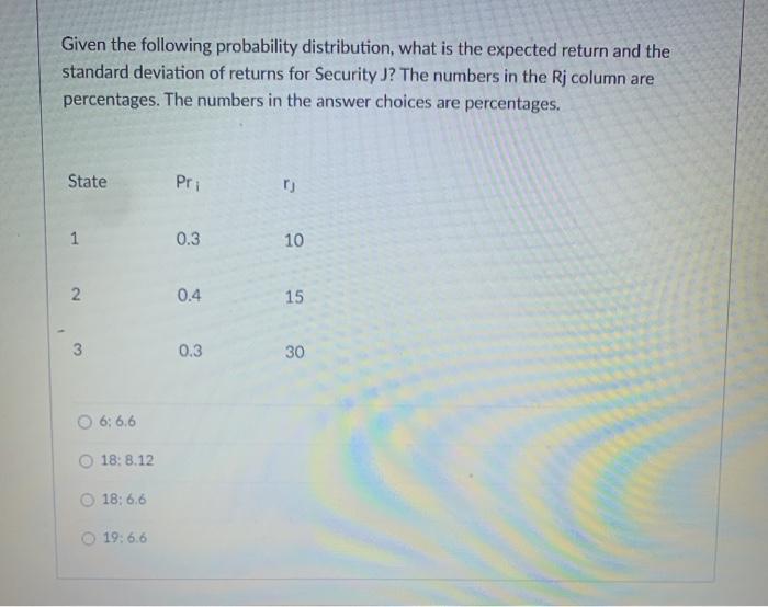 Solved Given the following probability distribution, what is | Chegg.com