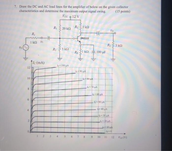 7. Draw the DC and AC load lines for the amplifier of | Chegg.com