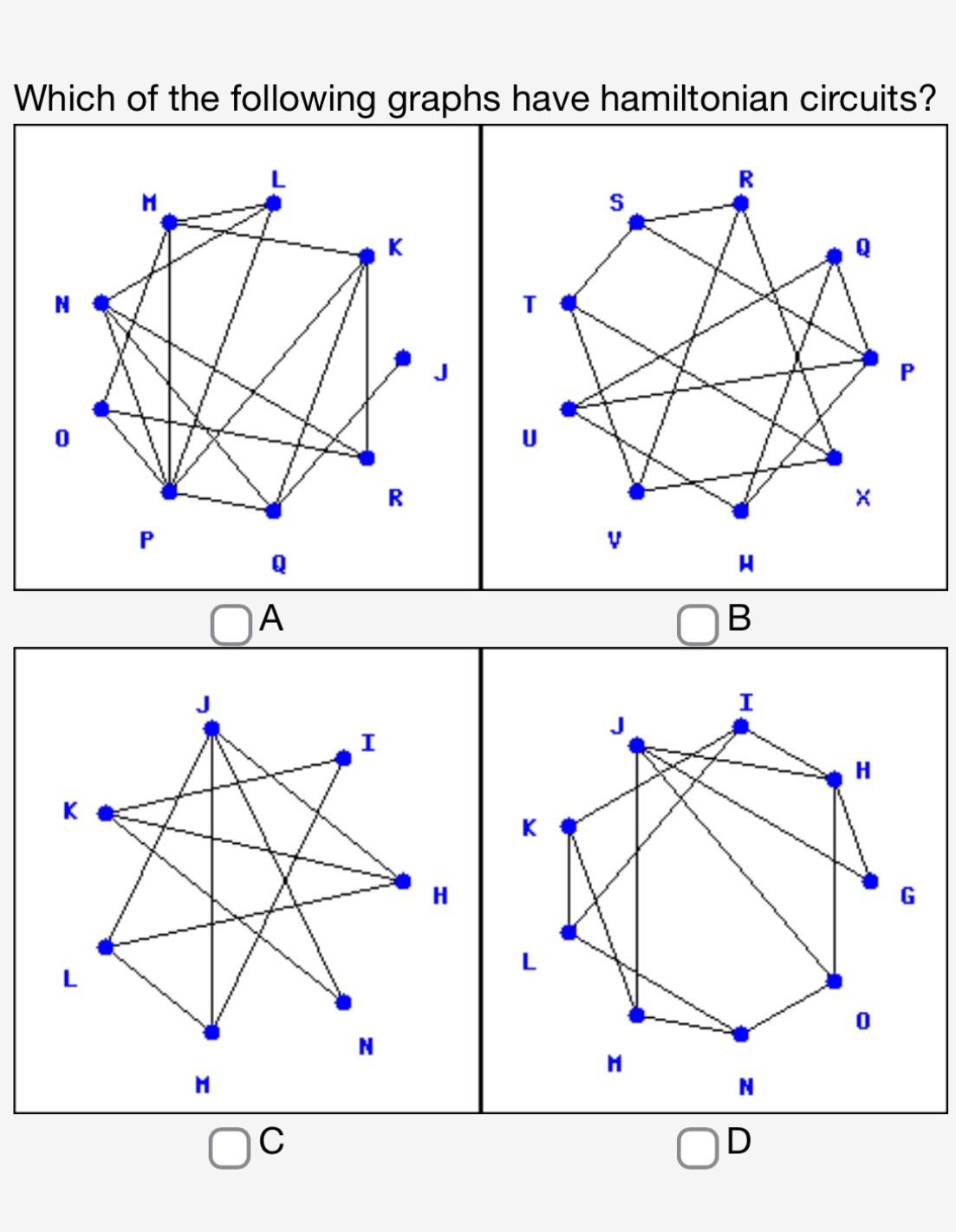 Solved Which of the following graphs have hamiltonian | Chegg.com