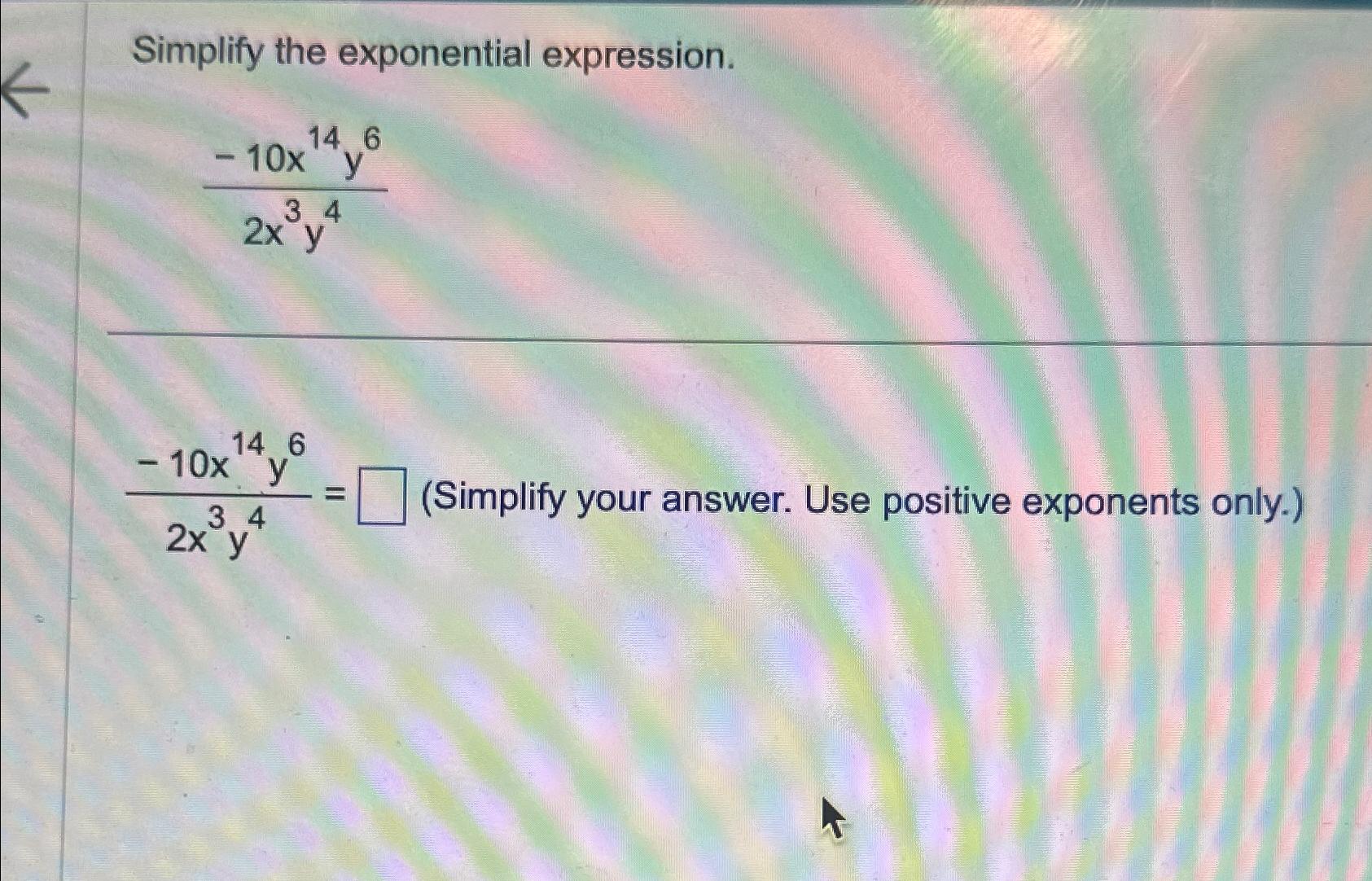 Solved Simplify the exponential | Chegg.com
