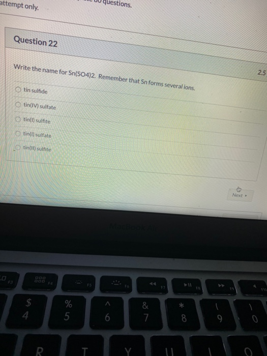 Solved attempt only. In questions Question 22 Write the name | Chegg.com