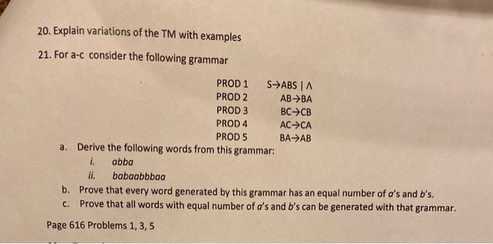 20. Explain variations of the TM with examples 21. | Chegg.com