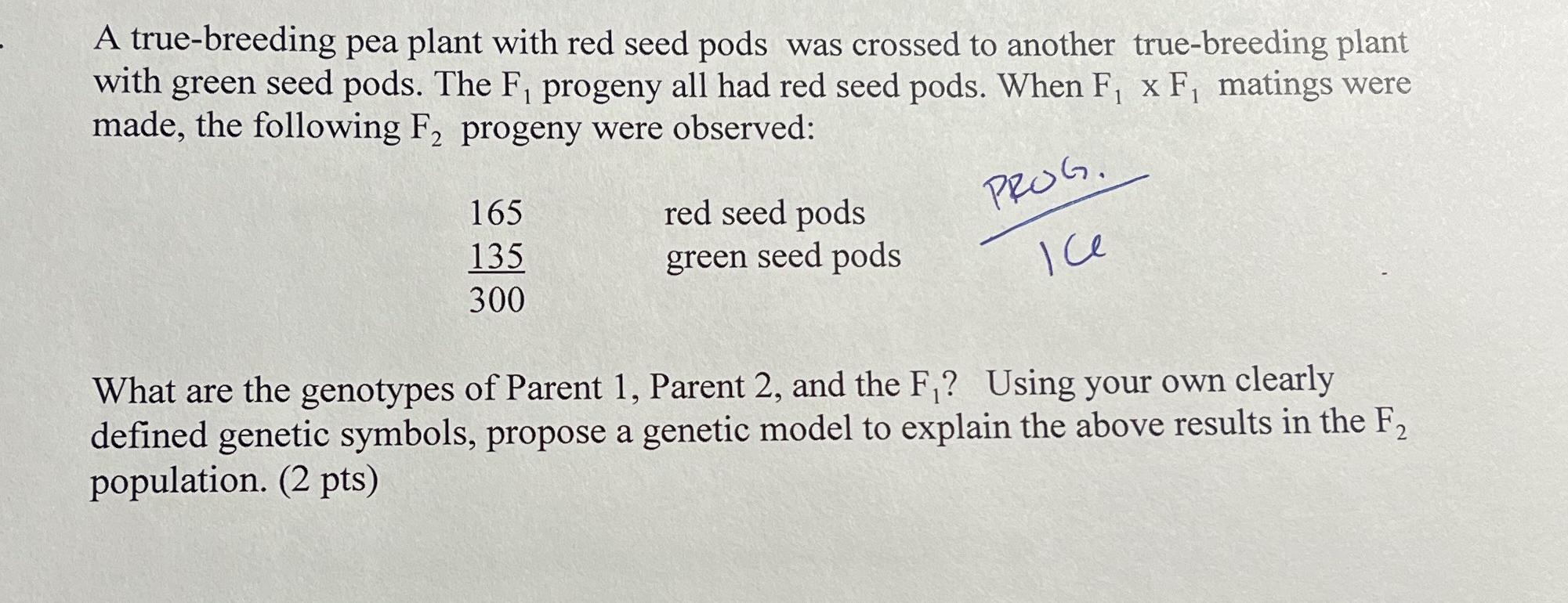 Solved A true-breeding pea plant with red seed pods was | Chegg.com