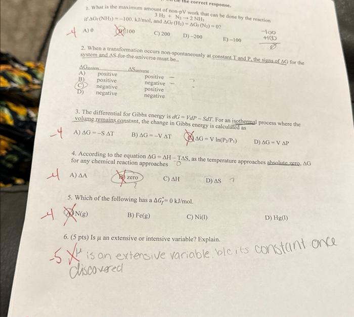 Solved 1. What is the maximum amount of non-pV work that can | Chegg.com