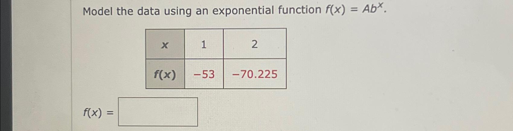 Solved Model the data using an exponential function | Chegg.com