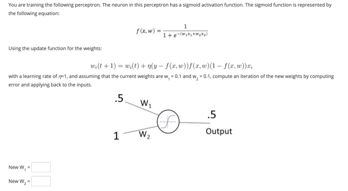 Solved You are training the following perceptron. The neuron | Chegg.com