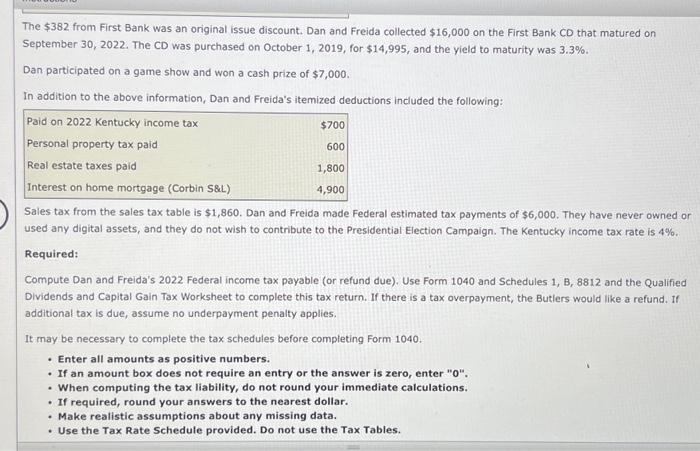 Solved Note: This problem is for the 2022 tax year. Daniel | Chegg.com