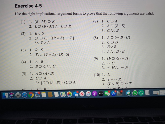 Solved use the eight implicational argument forms to prove | Chegg.com