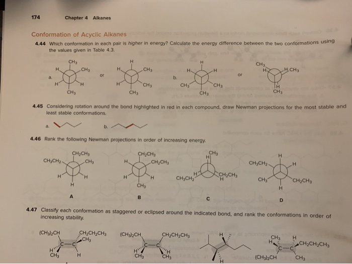 Solved 174 Chapter 4 Alkanes Conformation of Acyclic Alkanes | Chegg.com
