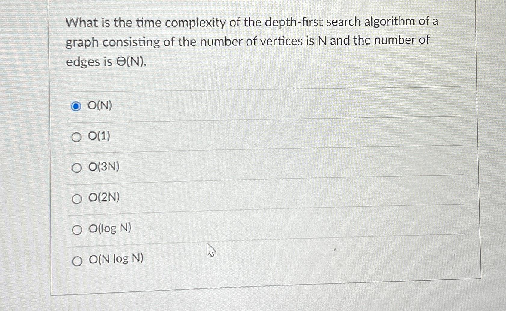 Solved What is the time complexity of the depth-first search | Chegg.com