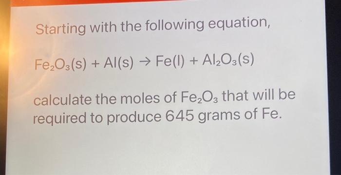 Solved Write A Balanced Chemical Equation Based On The