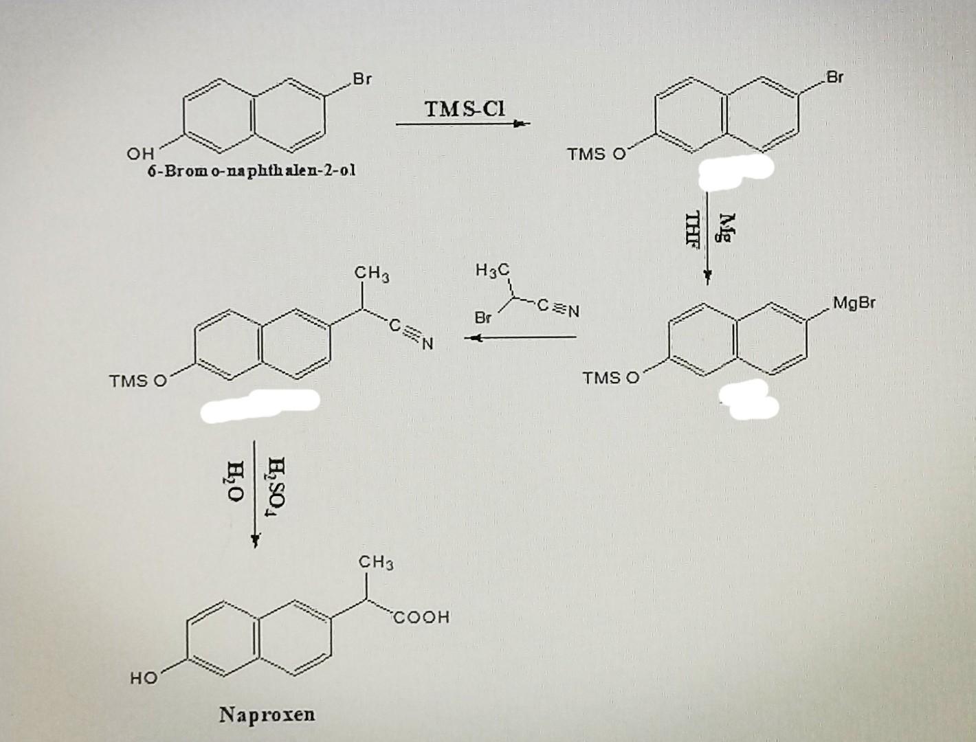 Solved Br Br TMSCI TMS O OH 6-Bron o-naphthalen-2-01 THF CH3 | Chegg.com