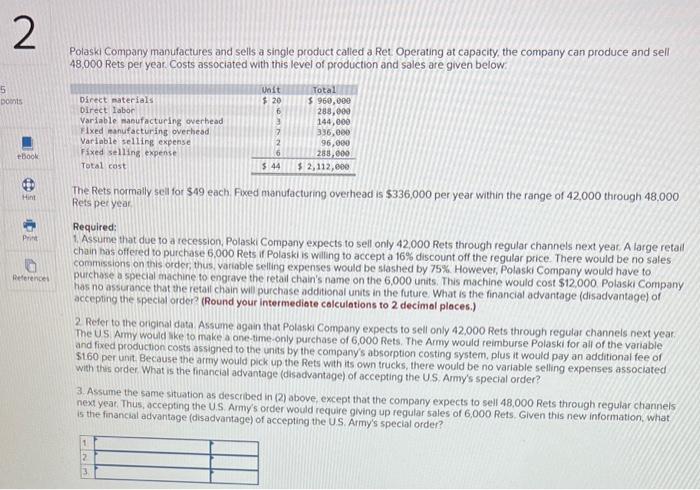 Solved Polaski Company manufactures and sells a single | Chegg.com
