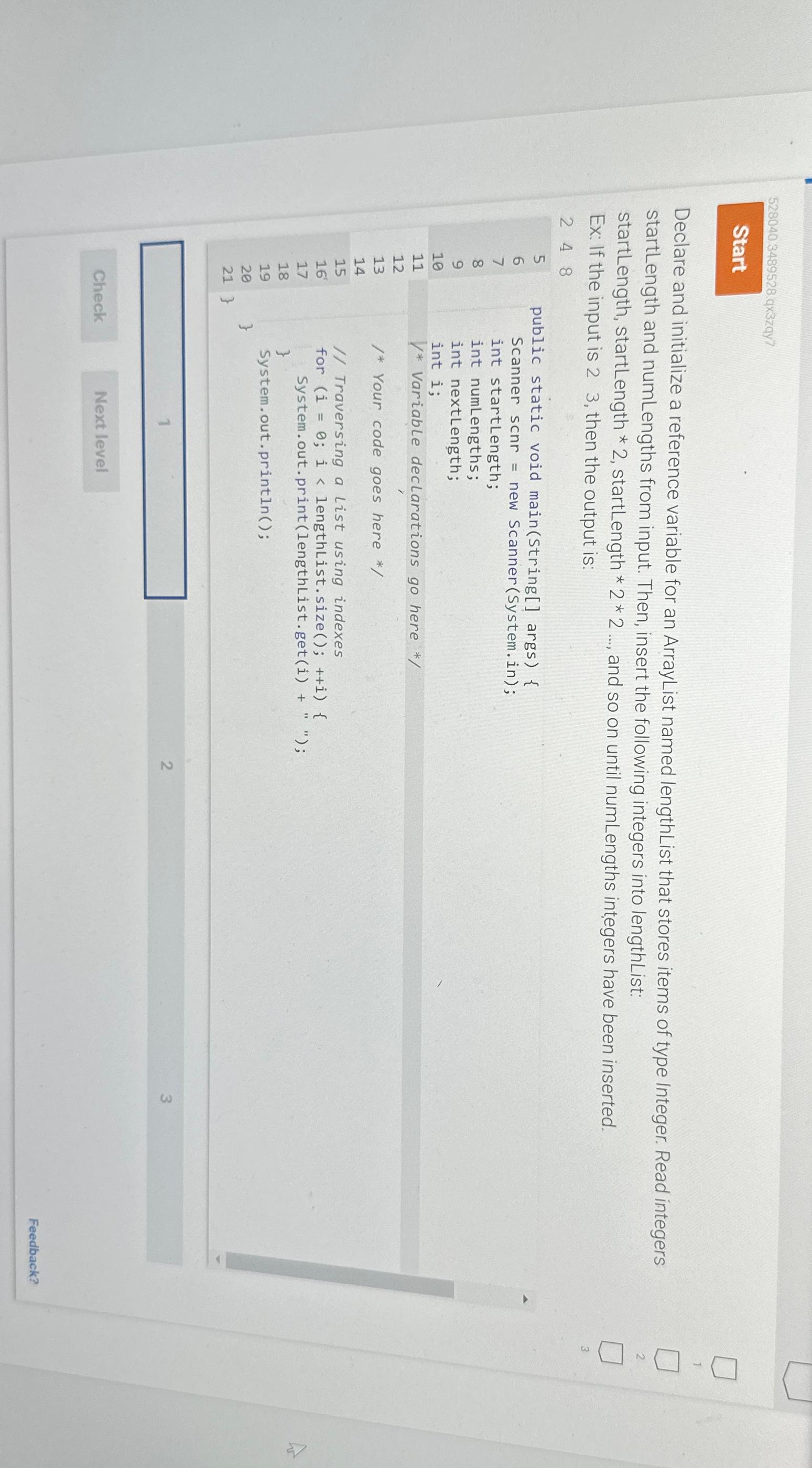 Solved 528040.3489528 ﻿q ×3 ﻿zay 7Declare and initialize a | Chegg.com