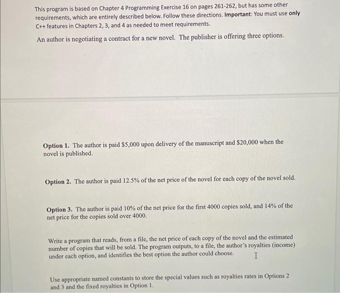 Solved This program is based on Chapter 4 Programming | Chegg.com