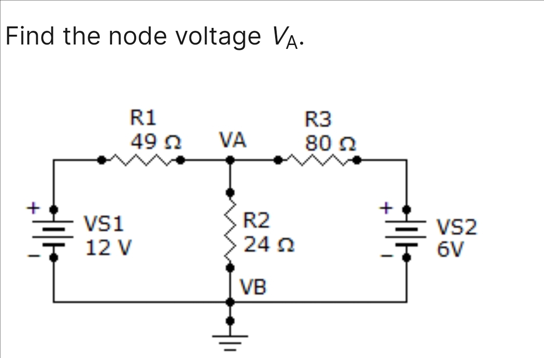 Solved Find the node voltage VA. | Chegg.com