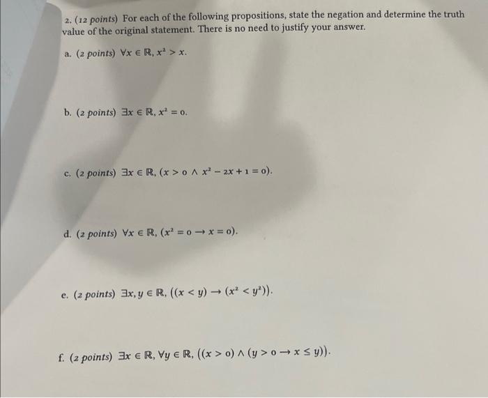 Solved 2. (12 points) For each of the following | Chegg.com