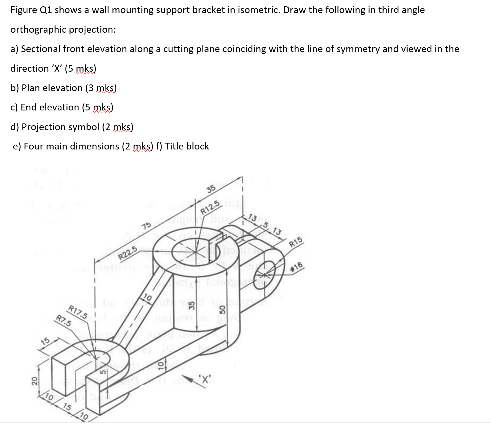 Solved Figure Q1 ﻿shows a wall mounting support bracket in | Chegg.com