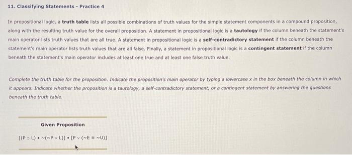 In propositional logic, a truth table lists all | Chegg.com