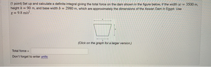 Solved (1 point) Set up and calculate a definite integral | Chegg.com