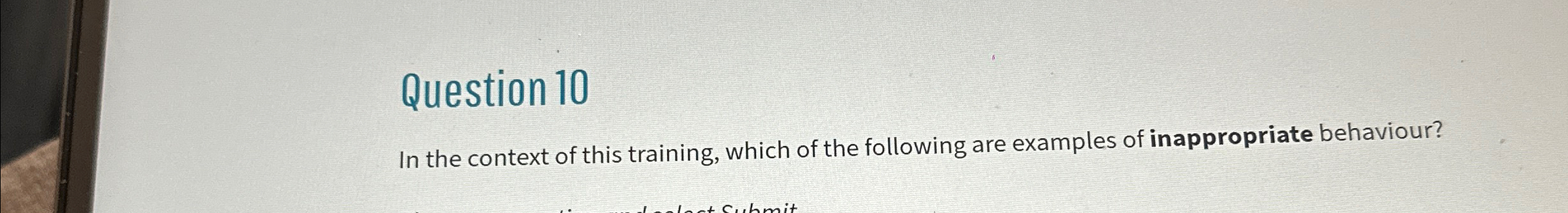 Solved Question 10In the context of this training, which of | Chegg.com