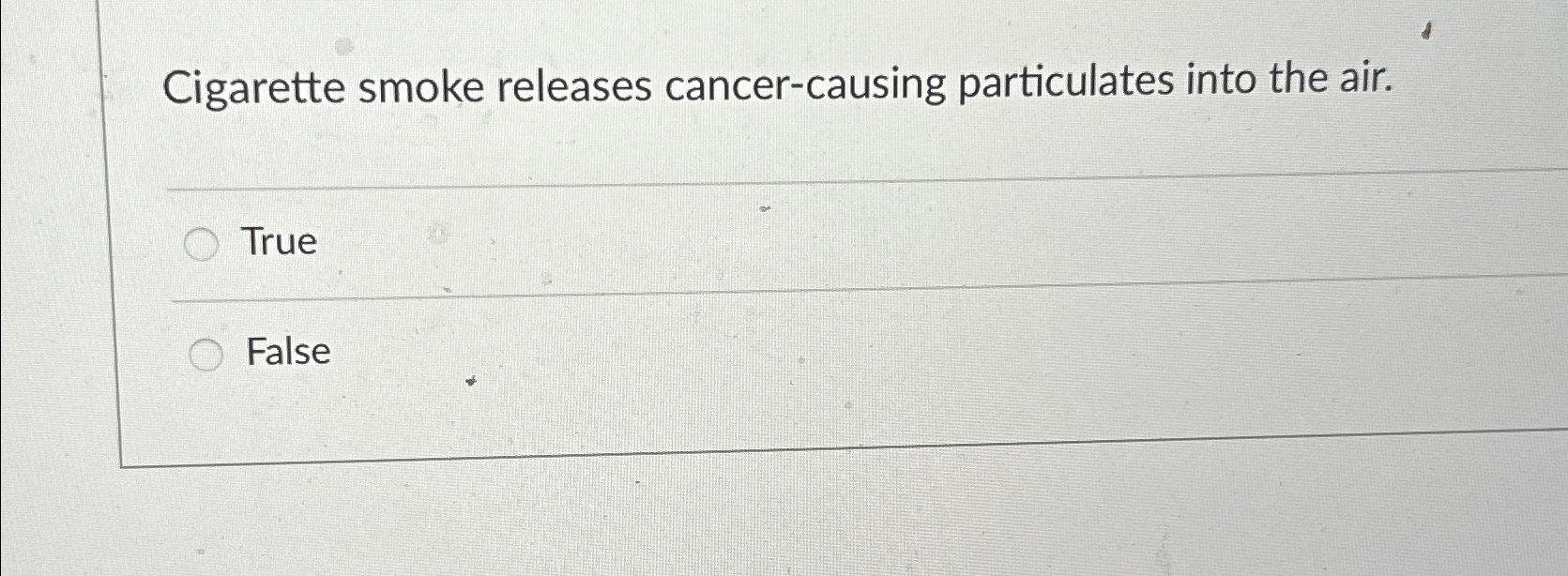 Solved Cigarette smoke releases cancer-causing particulates | Chegg.com